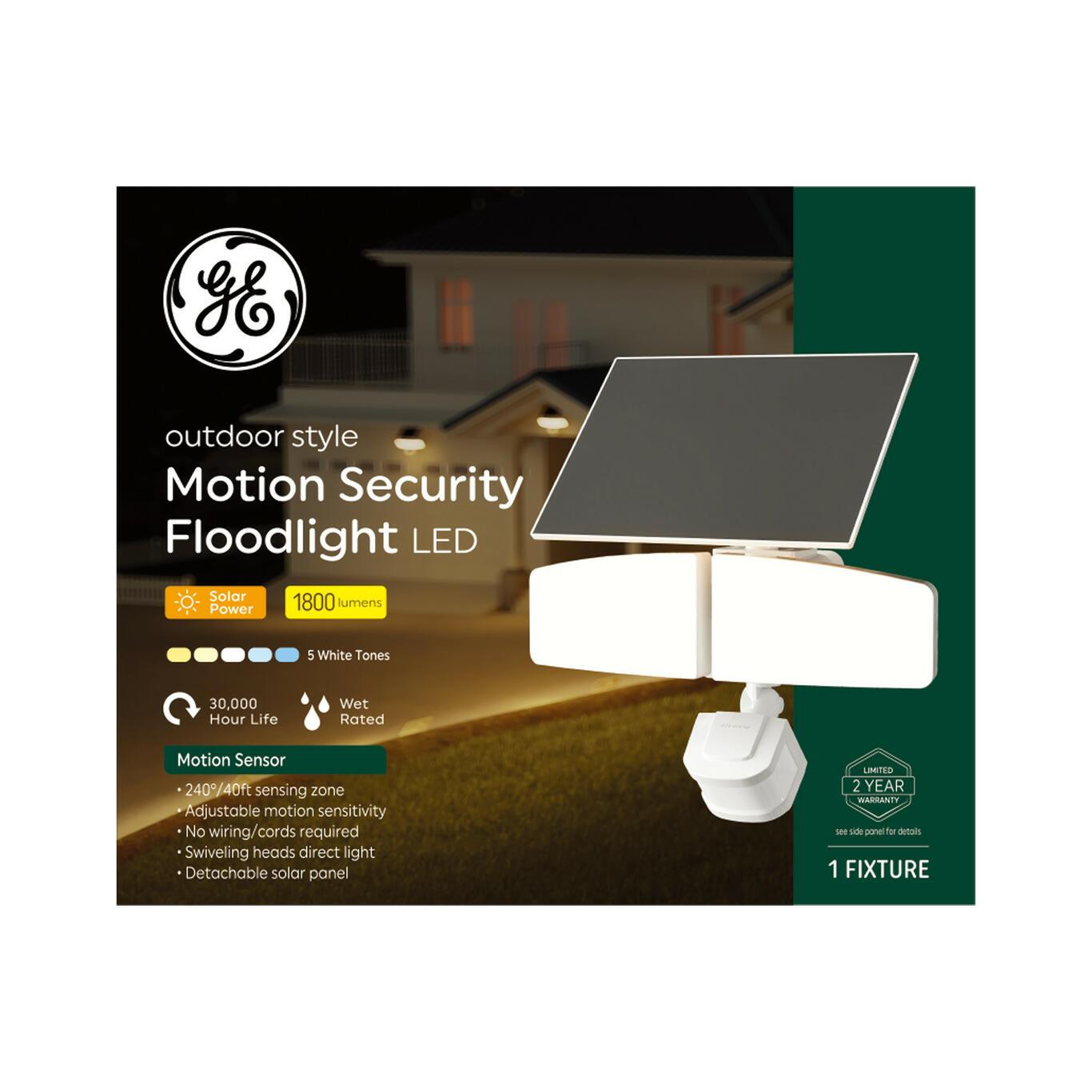 GE Outdoor Security Flood Lights, Adjustable 2-Head Light with Motion ...