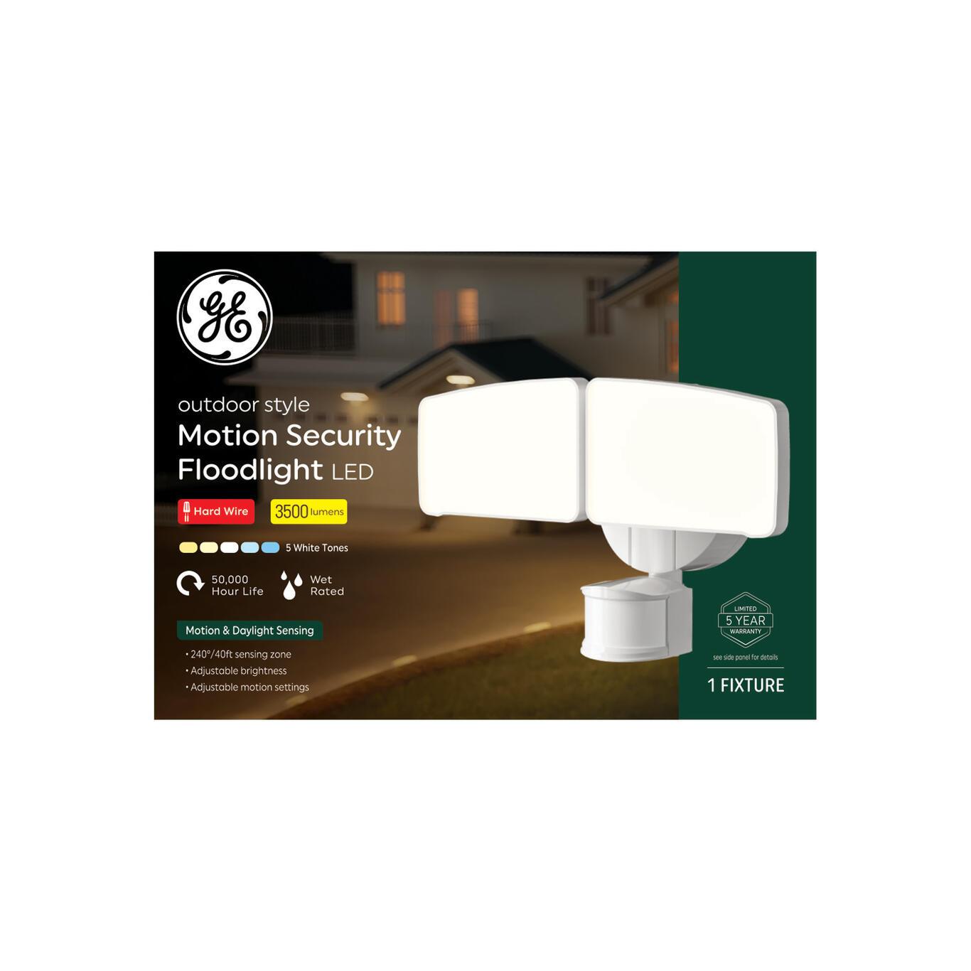 GE Outdoor Security Flood Lights, Adjustable 2-Head Light with Motion ...