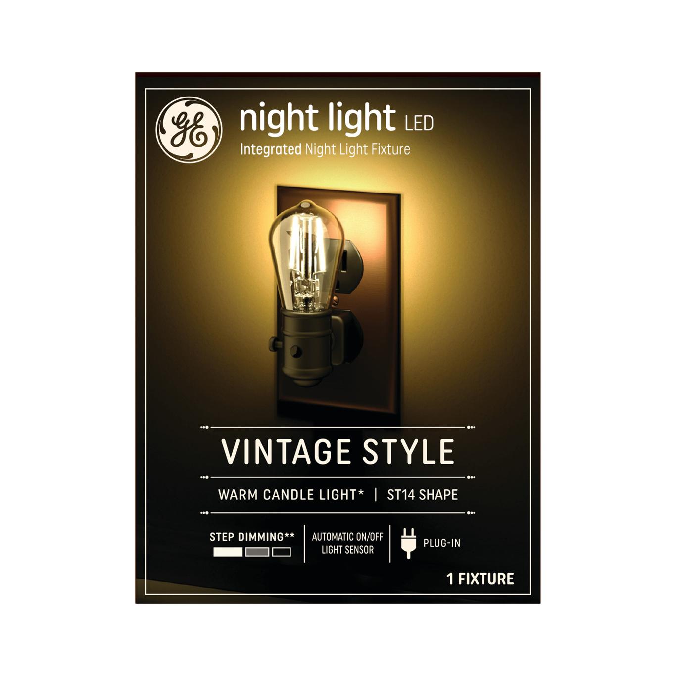 GE Night Light Vintage LED Warm Candlelight Decorative S14 Plug-in ...
