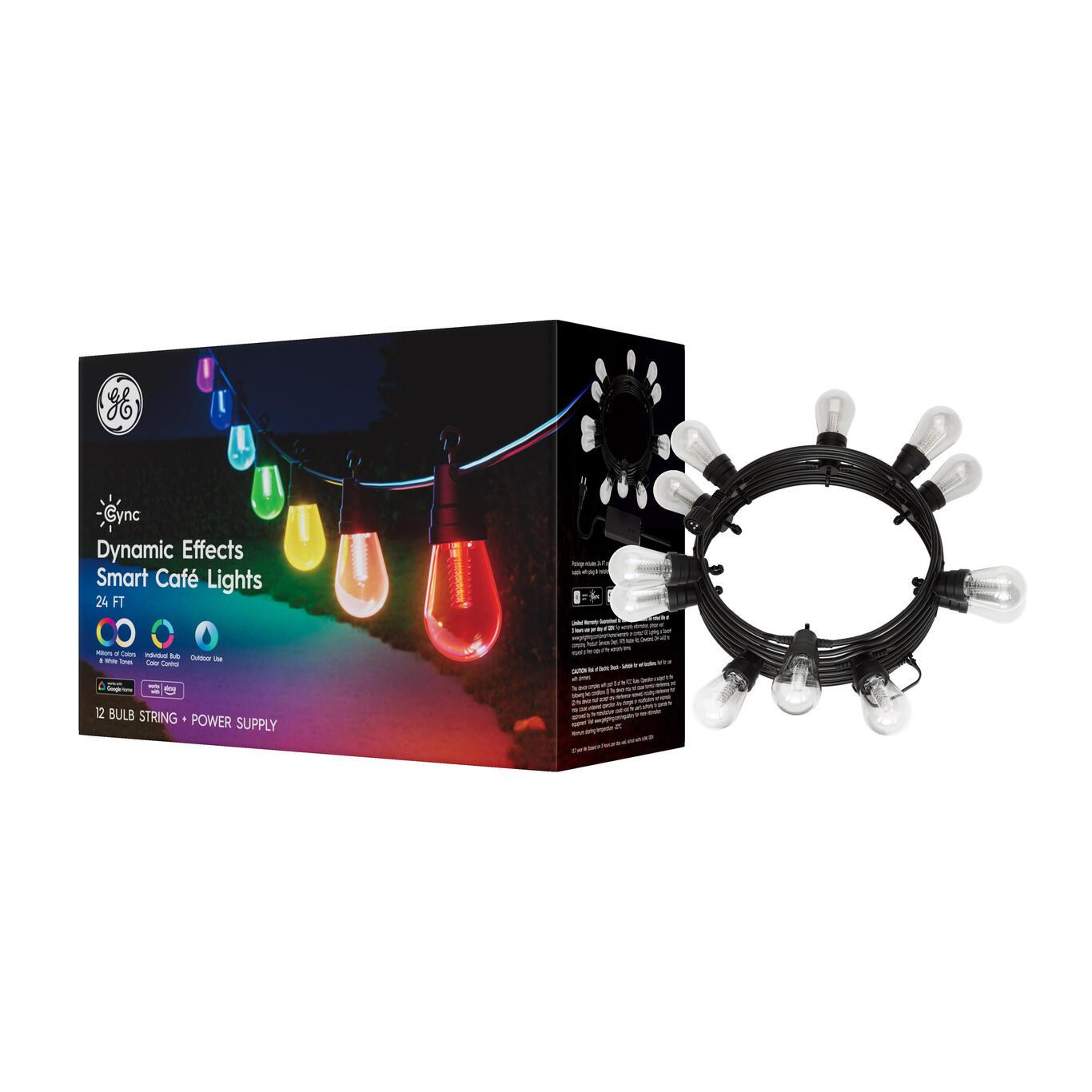 GE Cync Dynamic Effects Smart Cafe Lights, Color Changing Patio String ...
