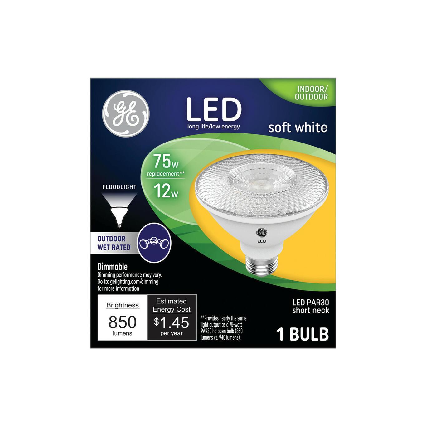 GE LED Light Bulb, 75 Watt Replacement, Soft White, PAR30 Outdoor ...