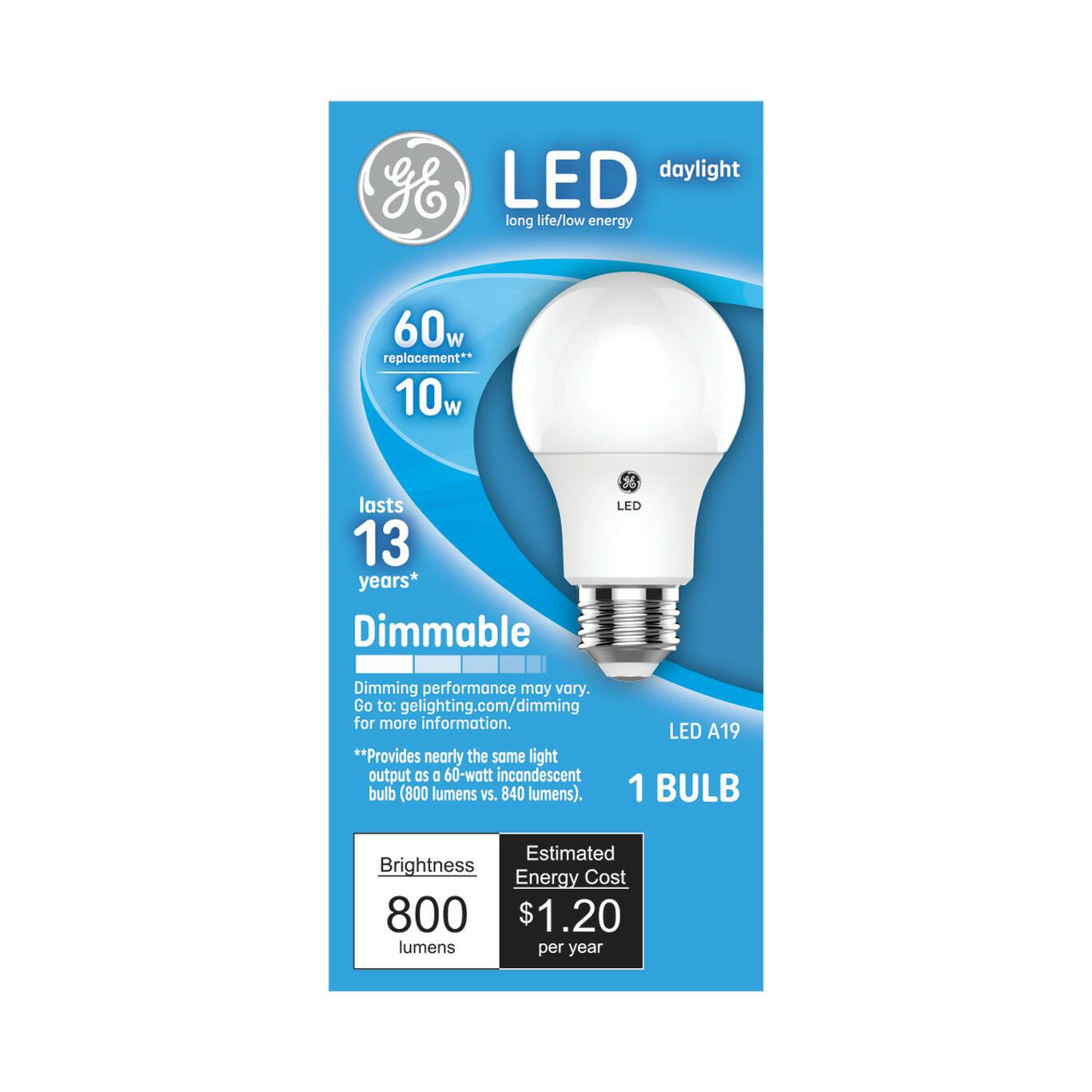 GE Classic LED 60 Watt Replacement, Daylight, A19 General Purpose Bulb ...