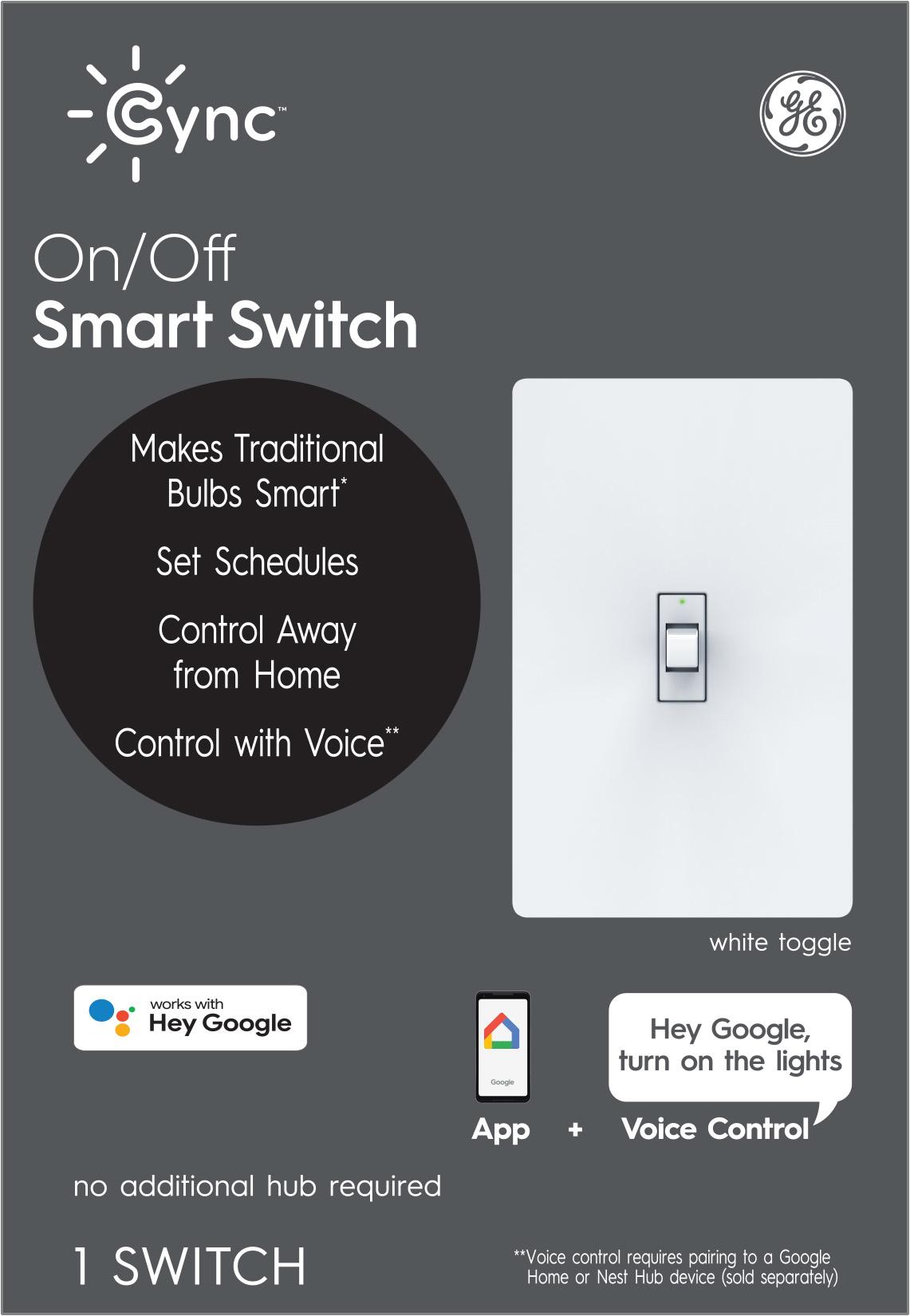 GE Cync Smart Light Switch, On/Off Toggle Style, Neutral Wire Required ...