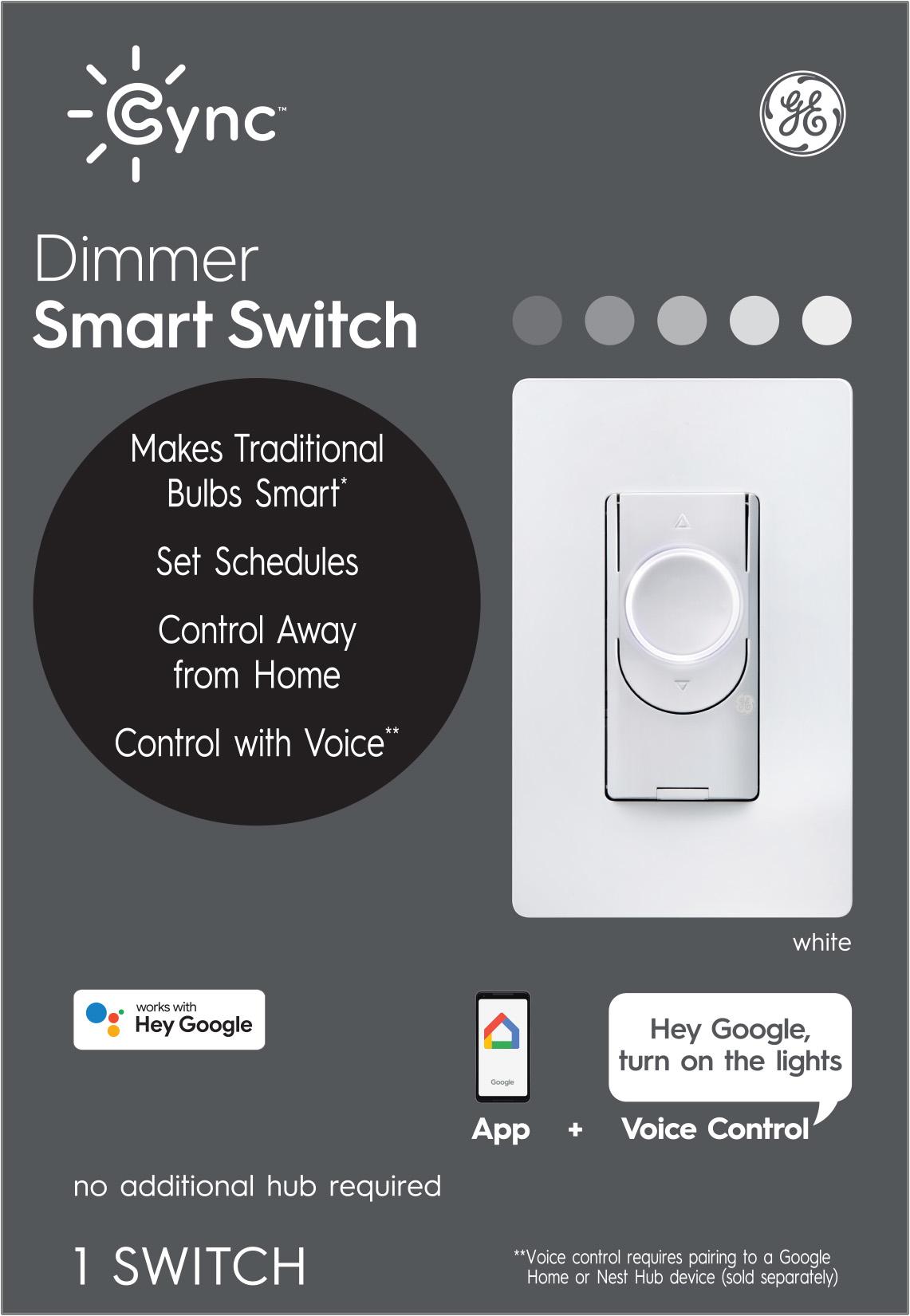GE Cync Smart Dimmer Light Switch, Neutral Wire Required, 2.4 GHz WiFi ...