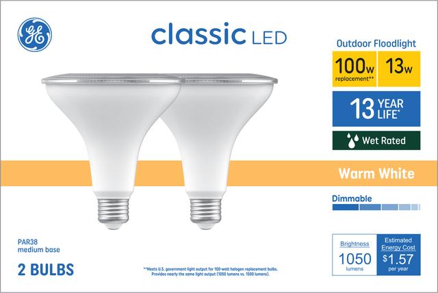 GE Classic LED 100 Watt Replacement, Warm White, PAR38 Outdoor ...