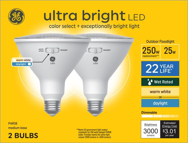 GE Ultra Bright LED 250 Watt Replacement, Daylight, PAR38 Outdoor ...
