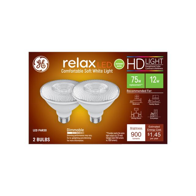 GE Relax HD PAR30 LED Light Bulbs, Outdoor Floodlight Bulbs, 75 Watt ...