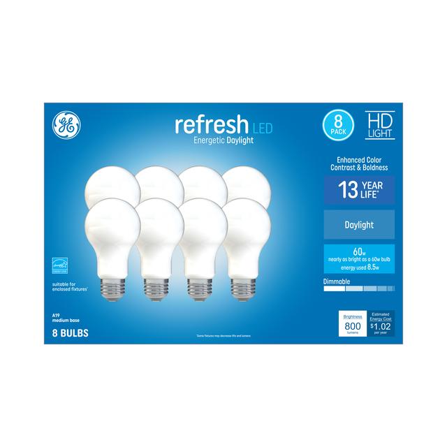 GE Refresh HD LED 60 Watt Replacement, Daylight, A19 General Purpose ...