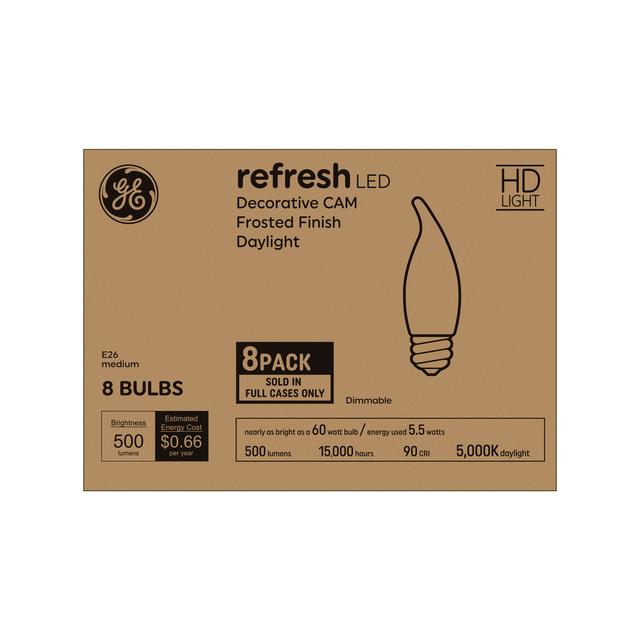 GE Refresh HD LED 60 Watt Replacement, Daylight, CA11 Deco - Candle ...