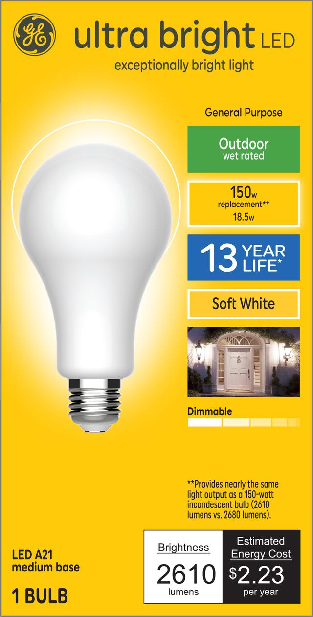 GE Ultra Bright LED 150 Watt Replacement, Soft White, A21 General Purpose Bulb (1 Pack)