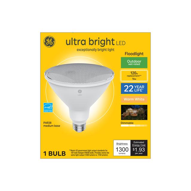GE Ultra Bright LED 120 Watt Replacement, Warm White, PAR38 Outdoor ...