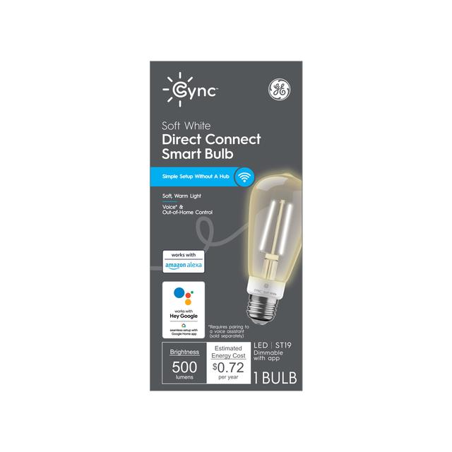 GE Cync ST19 Smart LED Light Bulb, Soft White Edison Style Light Bulb ...
