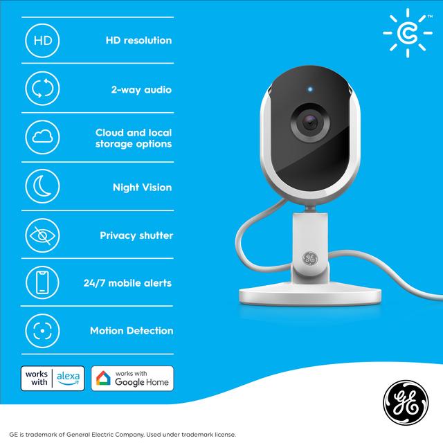 GE CYNC Indoor Smart Camera, 1080p Resolution, Night Vision Security ...