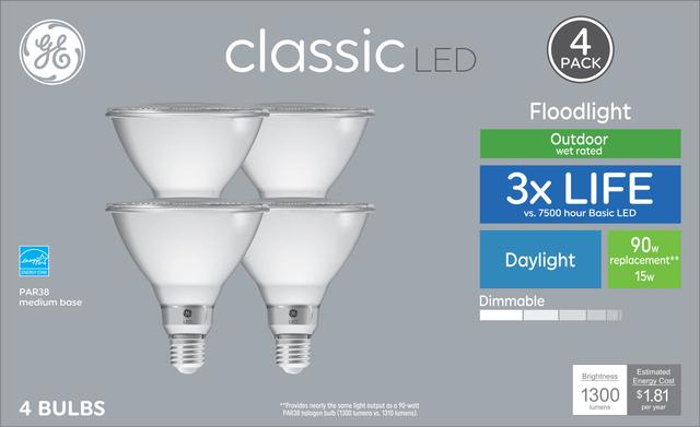 GE Basic LED 90 Watt Replacement, Daylight, PAR38 Outdoor Floodlight ...