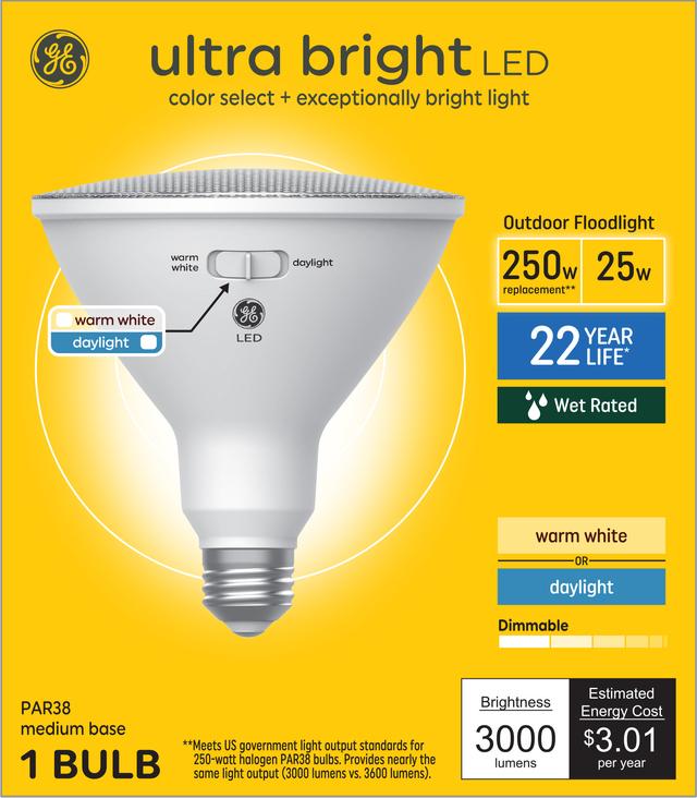 GE Ultra Bright LED 250 Watt Replacement, Daylight, PAR38 Outdoor ...
