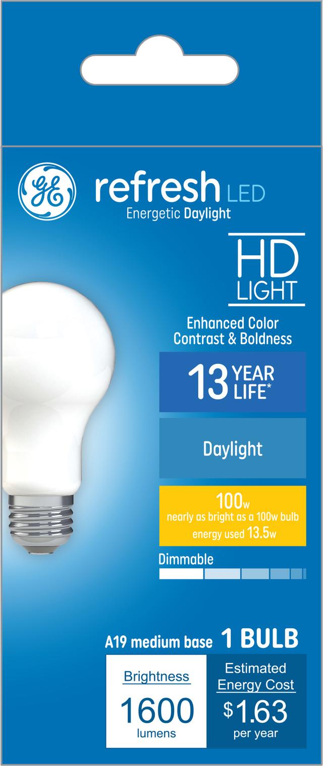 GE Refresh HD LED 100 Watt Replacement, Daylight, A19 General Purpose ...