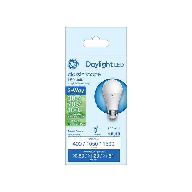 GE Basic LED 100/70/30 Watt Replacement, Daylight, A19 3-Way Bulbs (1 Pack)