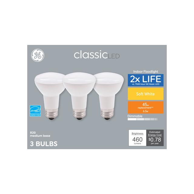 GE Classic LED 45 Watt Replacement, Soft White, R20 Indoor Floodlight ...