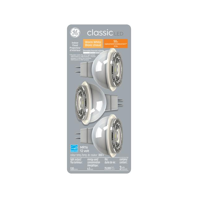 GE Classic LED 50 Watt Replacement, Warm White, MR16 Indoor Floodlight ...
