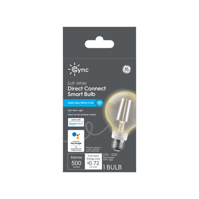 GE Cync G25 Smart LED Light Bulb, Soft White Decorative Globe Light ...