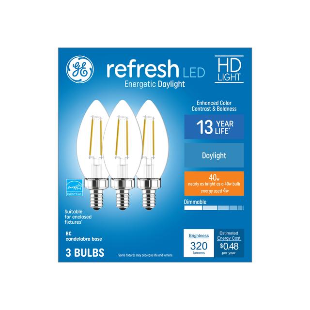 GE Refresh HD LED 40 Watt Replacement, Daylight, B11 Deco - Candle ...