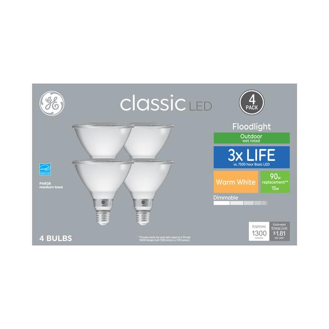 GE Classic LED 90 Watt Replacement, Warm White, PAR38 Outdoor ...