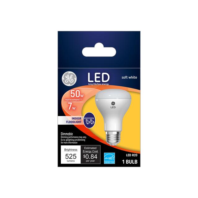 GE LED Light Bulb, 50 Watt Replacement, Soft White, R20 Indoor ...