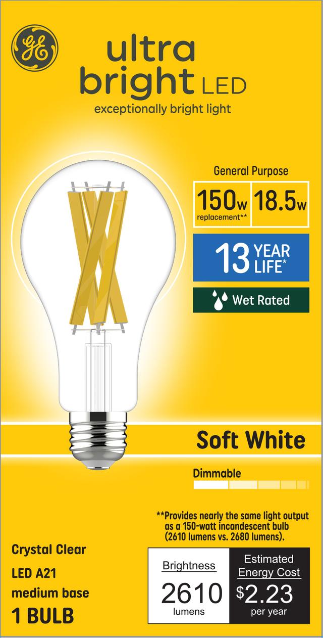 GE Ultra Bright LED 150 Watt Replacement, Soft White, A21 General ...