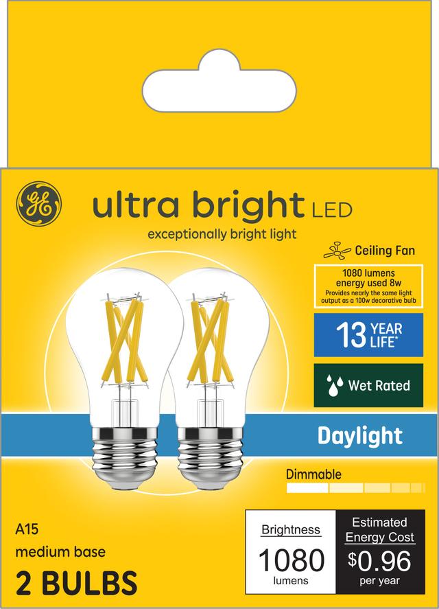 GE Ultra Bright LED 100 Watt Replacement, Daylight, A15 Ceiling Fan ...