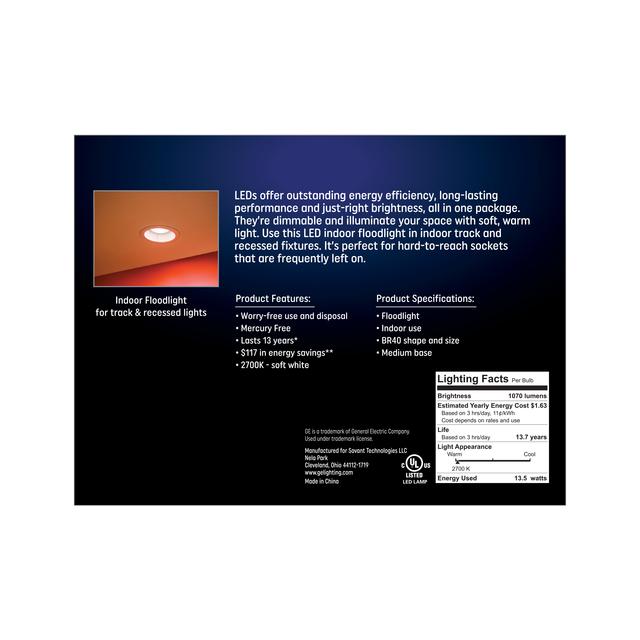 GE Classic LED 85 Watt Replacement, Soft White, BR40 Indoor Floodlight ...