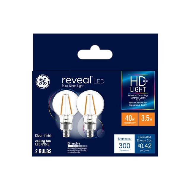 GE Reveal HD+ LED 40 Watt Replacement, Reveal, G16.5 Vanity - Globe ...