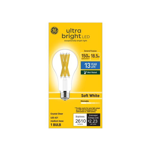 GE Ultra Bright LED 150 Watt Replacement, Soft White, A21 General Purpose Bulb (1 Pack)