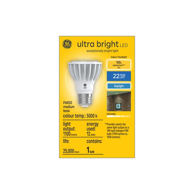 GE Ultra Bright LED 100 Watt Replacement, Daylight, PAR20 Indoor ...