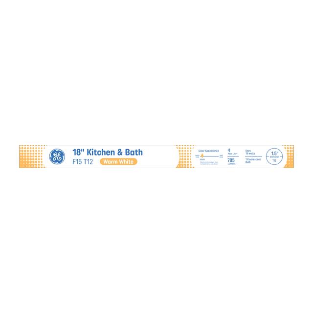 GE Warm White 15 Watt 18 Inch T12 G13 Base Fluorescent Tube 1 Pack GE Warm White 15 Watt 18 Inch T12 G13 Base Fluorescent Tube 1 Pack
