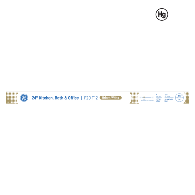 GE Bright White 20 Watt 24 Inch T12 G13 Base Fluorescent Tube 1 Pack