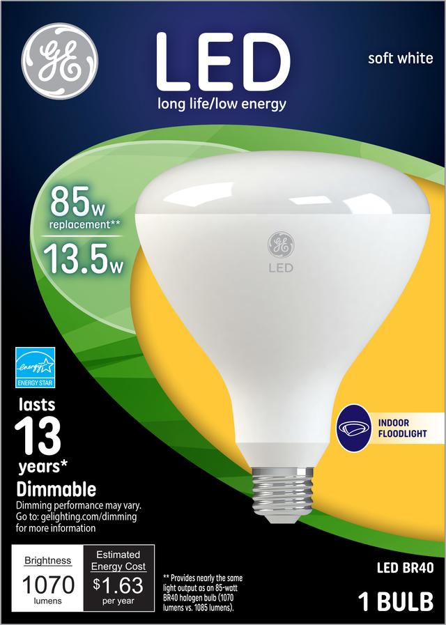 GE LED Light Bulb, 85 Watt Replacement, Soft White, BR40 Indoor ...