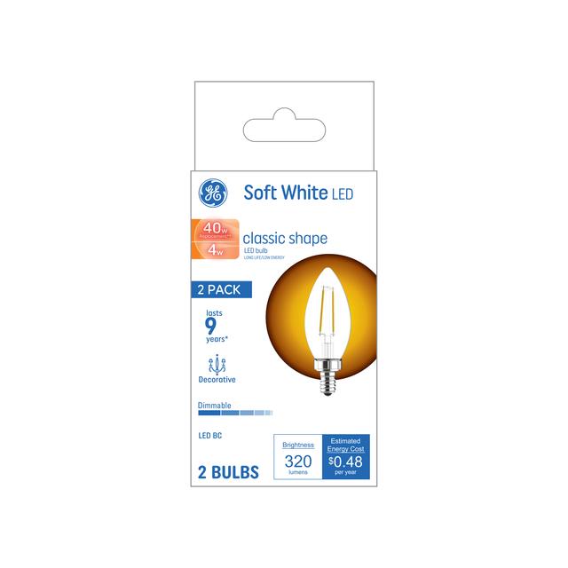 GE Basic LED 40 Watt Replacement, Soft White, B11 Deco - Candle Bulbs ...