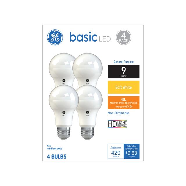 GE Basic A19 LED Light Bulbs, General Purpose Bulbs, 40 Watt ...