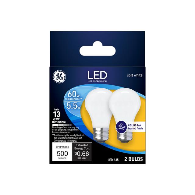 GE Classic LED 60 Watt Replacement, Soft White, A15 Ceiling Fan Bulbs ...