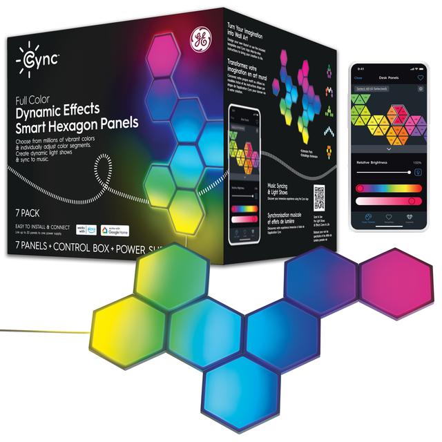 Cync Color-Changing Hexagon Lights | Dynamic Effects Smart Panel Lights (7-Pack)