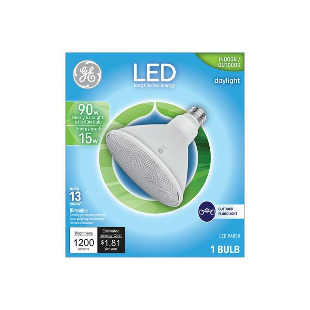 GE LED Light Bulb, PAR38 Outdoor Floodlight Bulb, 90 Watt Replacement ...