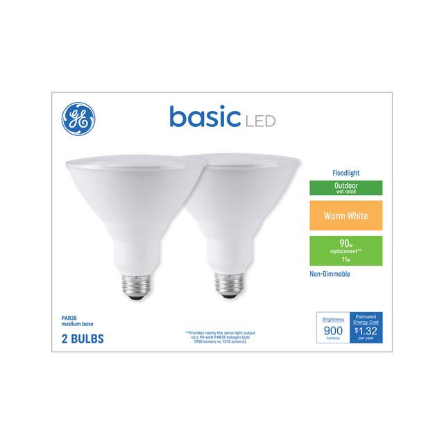GE Basic LED 90 Watt Replacement, Warm White, PAR38 Outdoor Floodlight ...