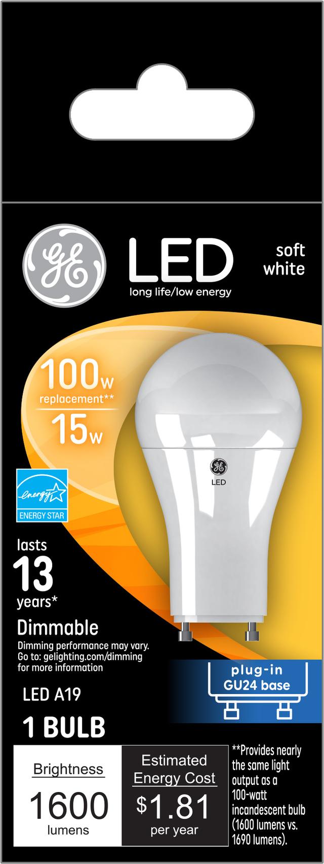 GE Classic LED 100 Watt Replacement, Soft White, A19 General Purpose ...