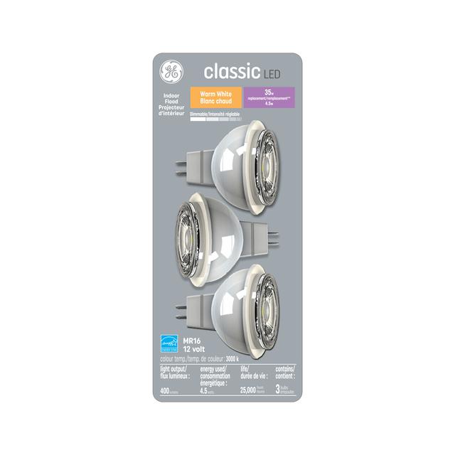 GE Classic LED 35 Watt Replacement, Warm White, MR16 Indoor Floodlight ...