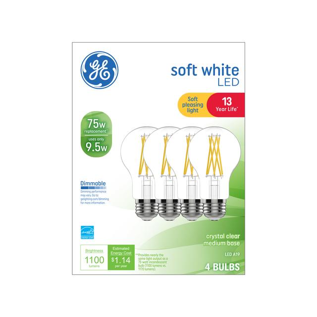 GE Classic LED 75 Watt Replacement, Soft White, A19 General Purpose ...