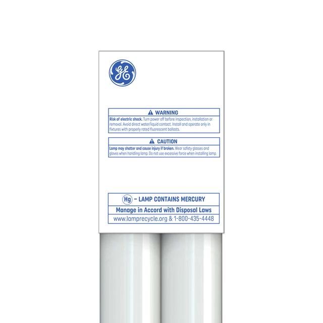 GE Bright White 40 Watt 48 Inch T12 G13 Base Fluorescent Tube 2 Pack