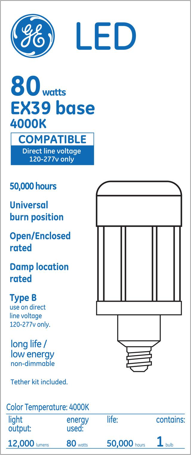 GE Classic LED 80 Watt, Cool White, ED23.5 HID Bulb (1 Pack)