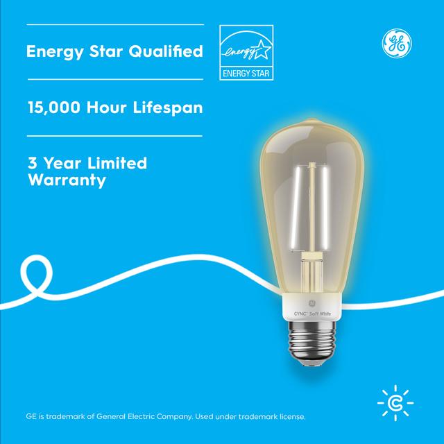 GE Cync ST19 Smart LED Light Bulbs, Soft White Edison Style Light Bulbs ...