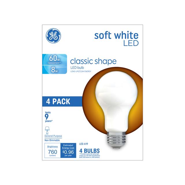 GE Basic LED 60 Watt Replacement, Soft White, A19 General Purpose Bulbs ...