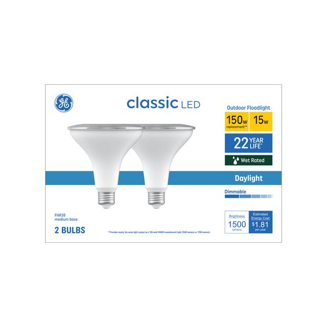 GE Classic PAR38 LED Light Bulbs, Outdoor Floodlight Spotlight Bulbs ...